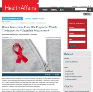 Donor transitions from HIV programs: What is the impact on vulnerable ...
